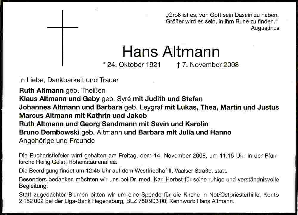 Mitglied Dr. phil. Hans Altmann